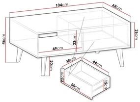 Konferenční stolek WILLOW 46x104 cm černá/dub artisan