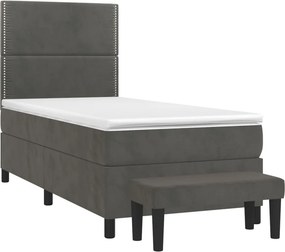 Box spring postel s matrací tmavě šedá 100x200 cm samet 3137768