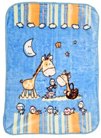 Modrá dětská deka ŽIRAFY, 80x110 cm