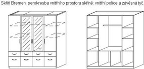 Šatní skříň Bremen, 181 cm, dub san remo