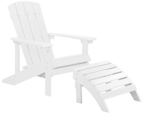 Zahradní židle s podnožkou Adack (bílá). 1035781