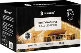 LED krápníky - 14,5m, 300LED, IP44, modrá + záblesky