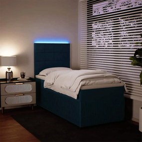 Box spring postel s matrací modrá 90 x 200 cm samet 3294542