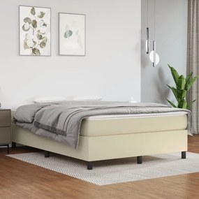 Rám postele s boxspringem krémová 140 x 190 cm umělá kůže 3121043