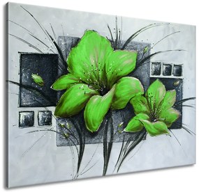 Gario Ručně malovaný obraz Nádherné zelené Vlčí máky Rozměry: 70 x 100 cm