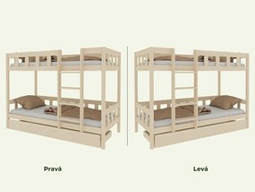 Benlemi Patrová postel PLOTTY s žebříkem 90x200 cm Zvolte barvu: Tmavě šedá, Zvolte šuplík: Bez šuplíku, Zvolte stranu: Vpravo