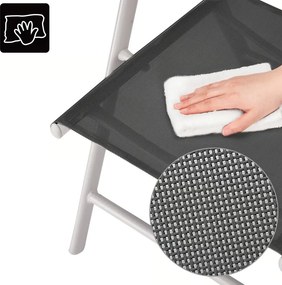 Zahradní židle MARBELLA, sada 2 ks, skládací, černá/stříbrná Casaria