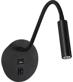 Brilagi led flexibilní nástěnná lampa s usb portem maya led/3w/230v černá