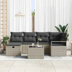 Set pohovek 7 ks 6-Počet míst Světle šedá polyratan 3359191
