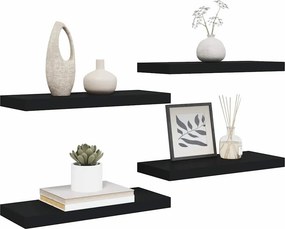 Plovoucí nástěnné police 4 ks černé 60 x 23,5 x 3,8 cm MDF 323834