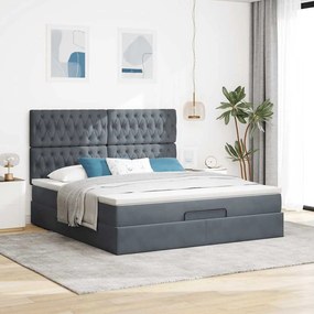 Osmanský rám postele s matracíes tmavě šedá 180x200cm samet 3314409