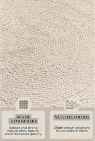 Krémový oboustranný/ručně tkaný jutový kulatý koberec ø 200 cm Braided – Hanse Home