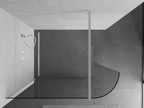 Mexen Kioto, zaoblená sprchová zástěna 90 x 200 cm, 8mm čiré sklo, bílý profil, 800-080-101-20-06