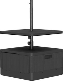 Outsunny Čtvercový Stojan Na Slunečník S Podnosem, HDPE Základna Na Kolečkách, Naplnitelný Vodou Nebo Pískem Pro Terasu, Bazén, Patio, Zahradu 53 x 53