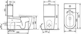 Sapho Sapho, DARIO RIMLESS WC kombi mísa s nádržkou, spodní/zadní odpad, bílá, MC102