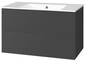 Mereo Mereo, Aira, koupelnová skříňka s keramickým umyvadlem 101 cm, bílá, dub, šedá, CN752