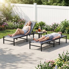 Costway Sada 2 venkovních lehátek Nastavitelná lehátka 64 x 198 x 67 - 103 cm