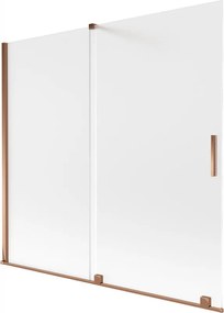 Mexen Velar, 2-křídlová posuvná vanová zástěna 170 x 150 cm, 8mm sklo námraza, růžové zlato, 896-170-000-31-60