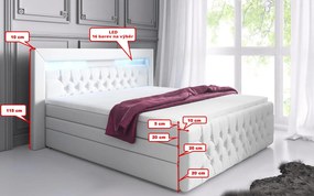 K&M postele Boxspring postel SONNO s úložným prostorem, LED a USB Velikost postele: 200 × 200 cm, Výběr matrace: Taštičková zónová matrace - měkká (7…