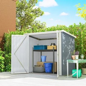 Outsunny kovový zahradní domek 1,1 m², sklad nářadí s pultovou střechou, uzamykatelné dvojité dveře, 147 x 86 x 134 cm