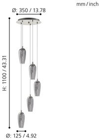 Eglo 96345 - LED Lustr na lanku FARSALA 5xG9/2,5W/230V