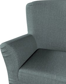 Potah na křeslo Tomelilla vysoké provedení, se záložkami barva modrá látka pletený vzor