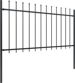 Zahradní plot s kopím nahoře ocelový 504 x 100 cm černý 277613