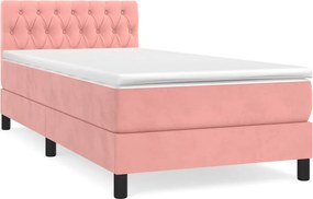Box spring postel s matrací růžová 90x190 cm samet 3141460