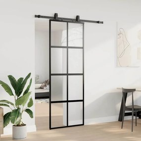 Posuvné dveře se sadou kování černé 76x205 cm Tvrzené sklo 3375918