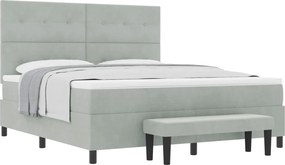 Postel s boxspringem s čelo Světle šedá 200 x 180 cm samet 3344528