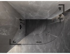 Mexen Lunar, L půlkruhový sprchový kout naklápěcí doleva 100 x 70 cm, 8mm čiré sklo, grafitový profil, 833L-100L-070P-95-00