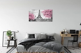 Obrazy na plátně Paris jarní strom 140x70 cm