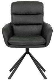 AUTRONIC Jídelní židle šedá látka, otočný mechanismus P 90° + L90° s vratným mechanismem - funkce reset, černý kov