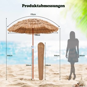 Costway Havajský plážový deštník s taškou a naklápěcím designovým stolním