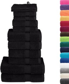 12dílná sada ručníků Premium SOLUND černá 600 g/m² 137582