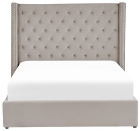 Sametová postel s úložným prostorem 140 x 200 cm světle šedá LUBBON Beliani