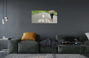 Obraz na skle Žena road kurz 140x70 cm