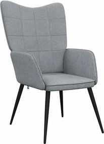 Relaxační židle se stoličkou světle šedá textil 327952