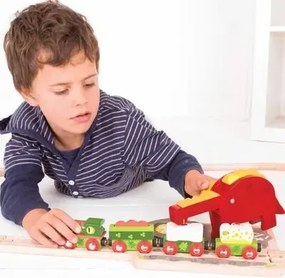 Bigjigs Rail Dinosauří jeřáb / od 3 let / 4 dílky