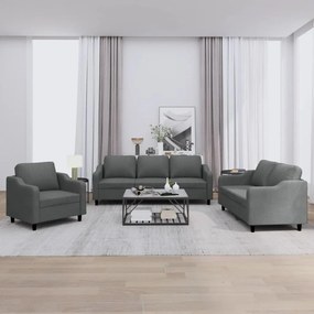 3dílná sedací souprava s poduškami tmavě šedá textil 3201771
