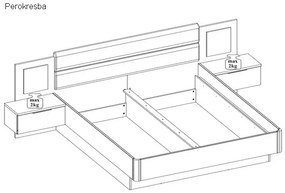 Postel s nočními stolky Capri 180x200 cm, dub wotan/šedá