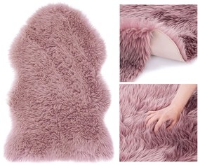 Růžový koberec DOKKA z umělé ovčí kůže 60x90 cm