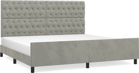 Rám postele bez matrace světle šedý 200 x 200 cm samet 3125958