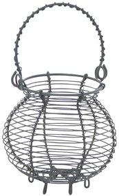 Krasilnikoff Košíček Egg - malý, natur, šedá barva, kov