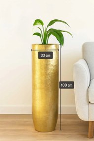 Exkluzivní květináč SOLERIO, sklolaminát, výška 100 cm, zlatý lesk