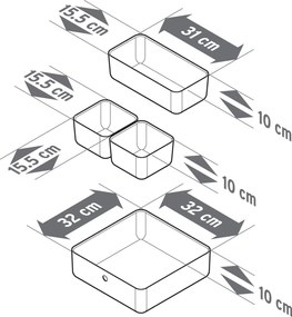 Tchibo - Organizéry do zásuvek - barva: šedá