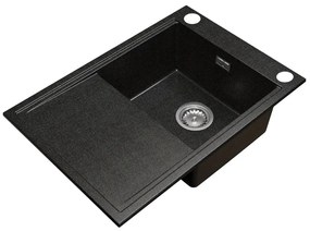 Gamma Design 7050, 1-komorový granitový dřez 700x480x205 mm, černá se zlatými body, GMA-ZLE000131