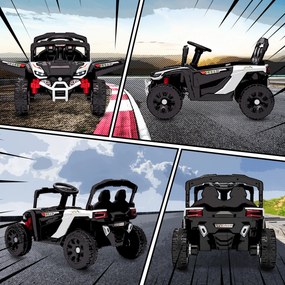 AIYAPLAY elektro-dětské auto 12V s 2 motory, dálkové ovládání 2,4G, zadní odpružení, světla, hudba, bílá