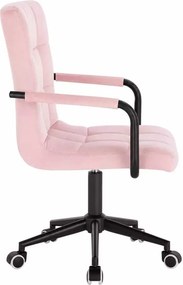 LuxuryForm DESIGN Otočná židle VERONA BLACK VELUR na černé podstavě s kolečky - růžová