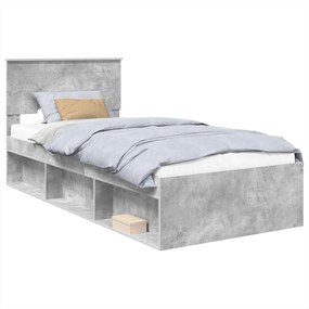 Rám postele s čelo Betonově šedá 100 x 200 cm Kompozitní dřevo 3407916